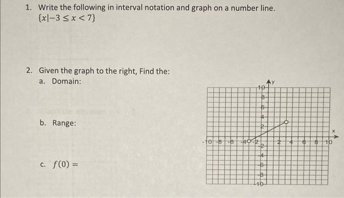 Solved 1. Write The Following In Interval Notation And Graph 