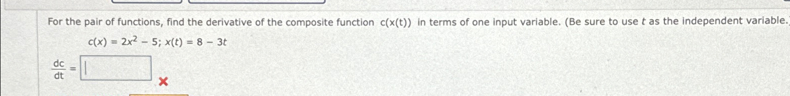 Solved For the pair of functions, find the derivative of the | Chegg.com