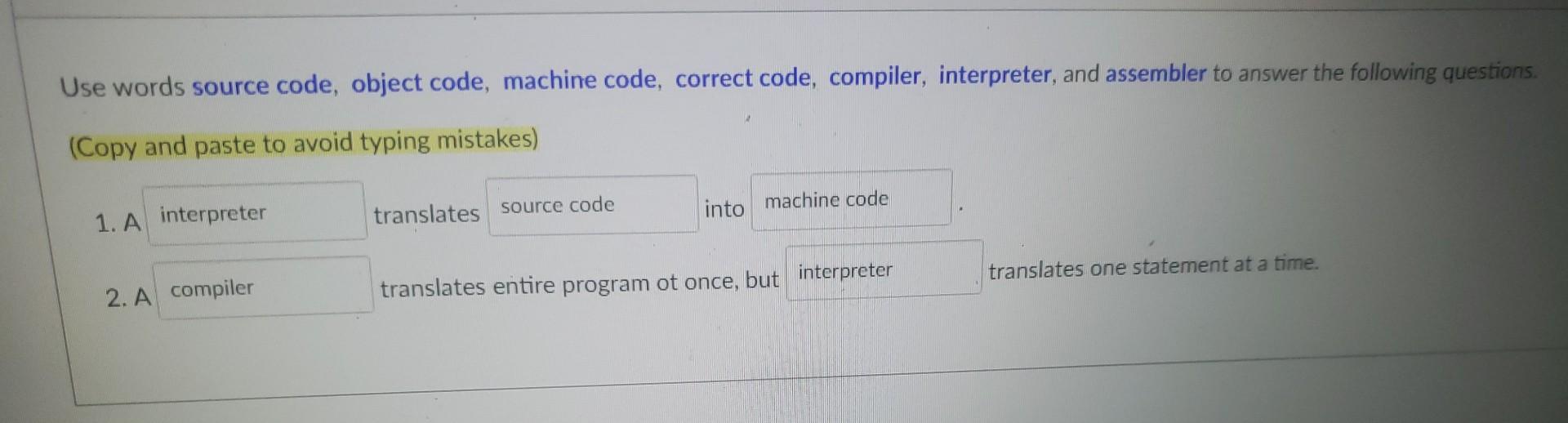 Solved Use Words Source Code Object Code Machine Code 4889