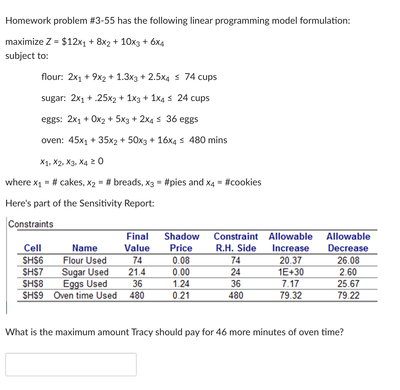 Solved Homework problem #3-55 ﻿has the following linear | Chegg.com