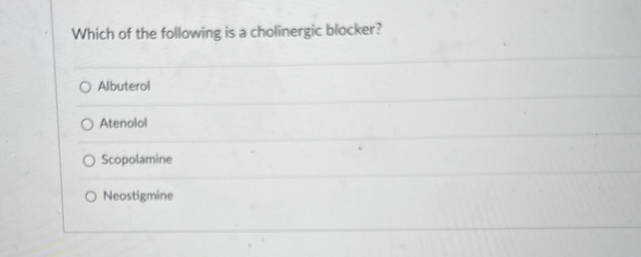 Solved Which of the following is a cholinergic | Chegg.com