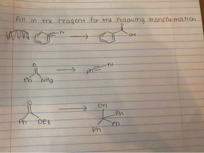 Solved Fill in the reagent for the following transformation | Chegg.com