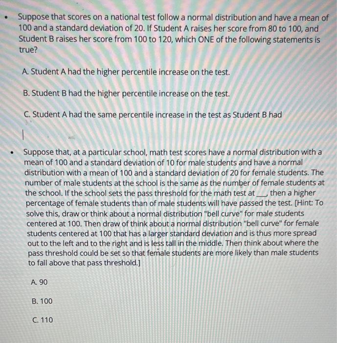 Suppose that, at a particular school, math test | Chegg.com