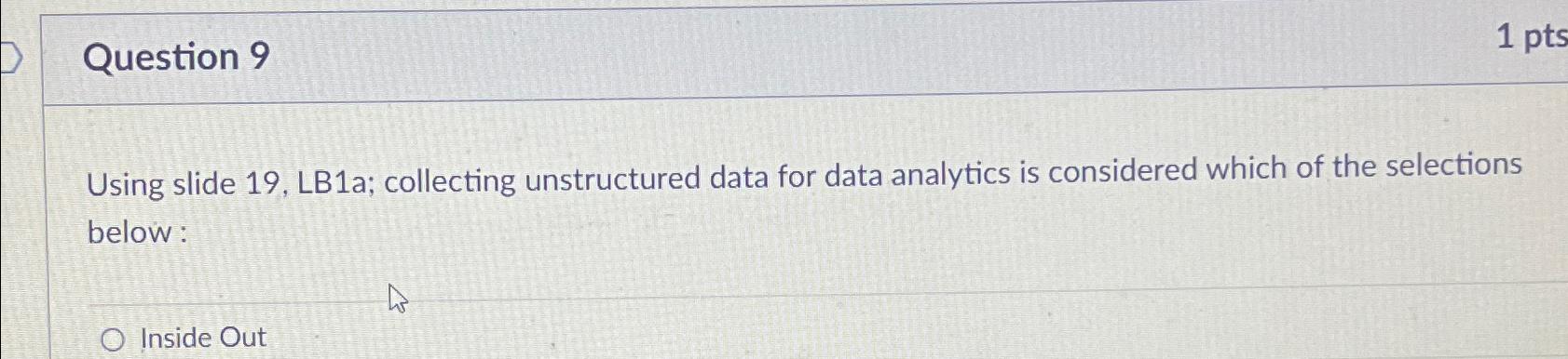 Solved Question 9; collecting unstructured data for data | Chegg.com