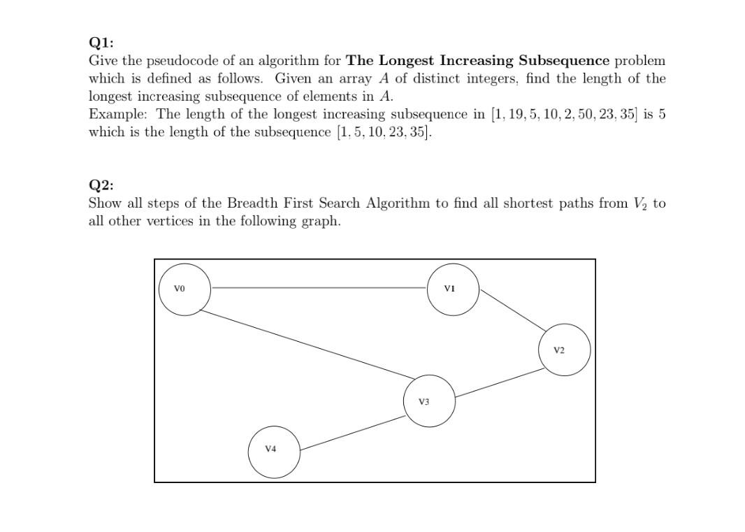 Solved Q1 Give The Pseudocode Of An Algorithm For The