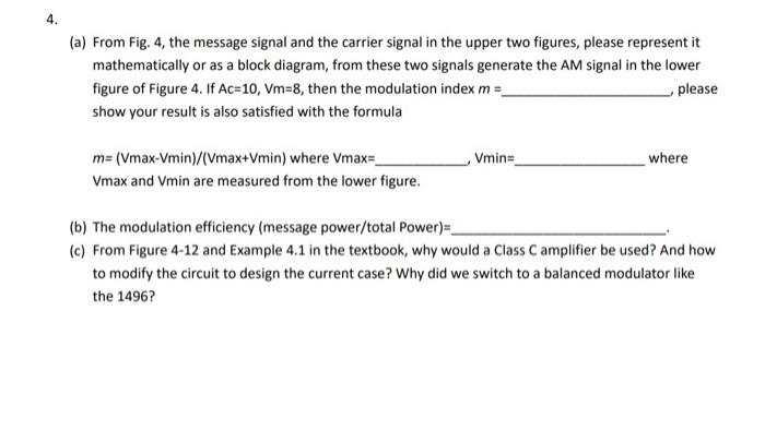 Solved (a) From Fig. 4, the message signal and the carrier | Chegg.com