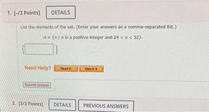 Solved List the elements of the set. (Enter your answers as | Chegg.com