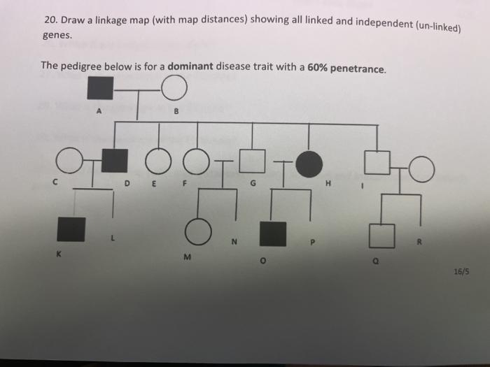 Solved 20. Draw a linkage map (with map distances) showing | Chegg.com