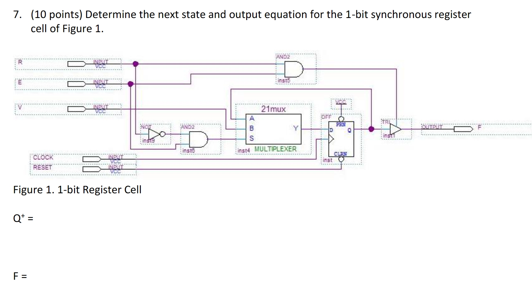 Solved Figure 1. 1-bit Register CellQ+=F= | Chegg.com