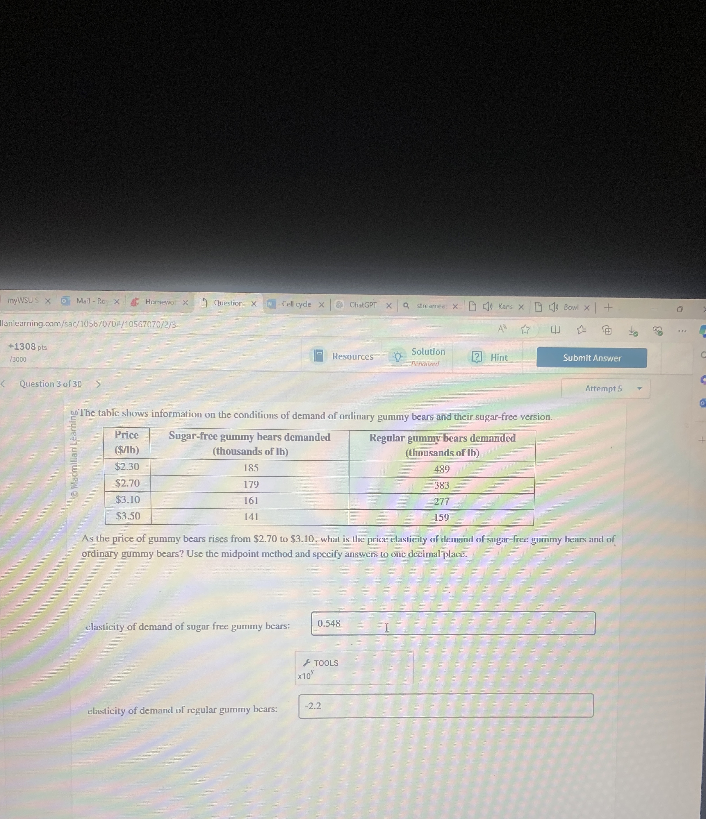 Solved ?on ﻿The table shows information on the conditions | Chegg.com