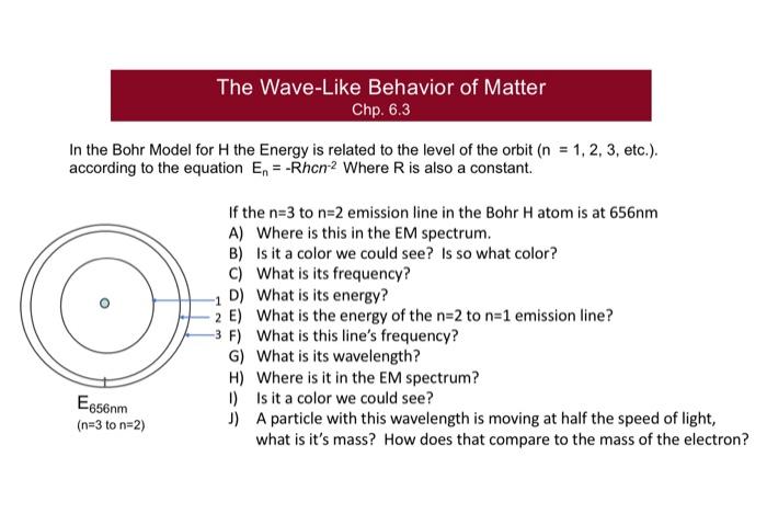 Solved In the Bohr Model for H the Energy is related to the | Chegg.com