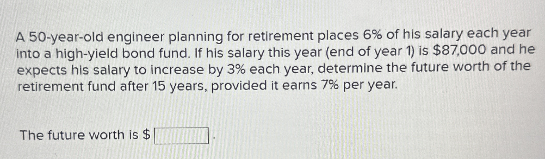Solved A 50-year-old engineer planning for retirement places | Chegg.com