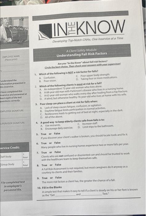 Solved 2159 INEKNOW Developing Top Notch CNAS, One Inservice | Chegg.com