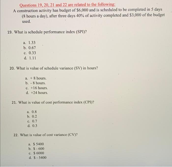 Solved Questions 19, 20, 21 and 22 are related to the | Chegg.com