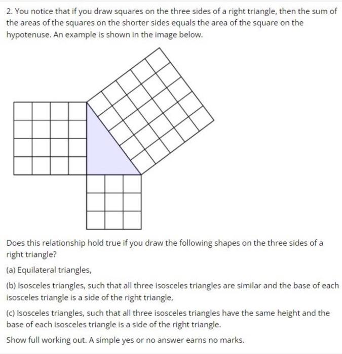 Solved 2. You notice that if you draw squares on the three | Chegg.com