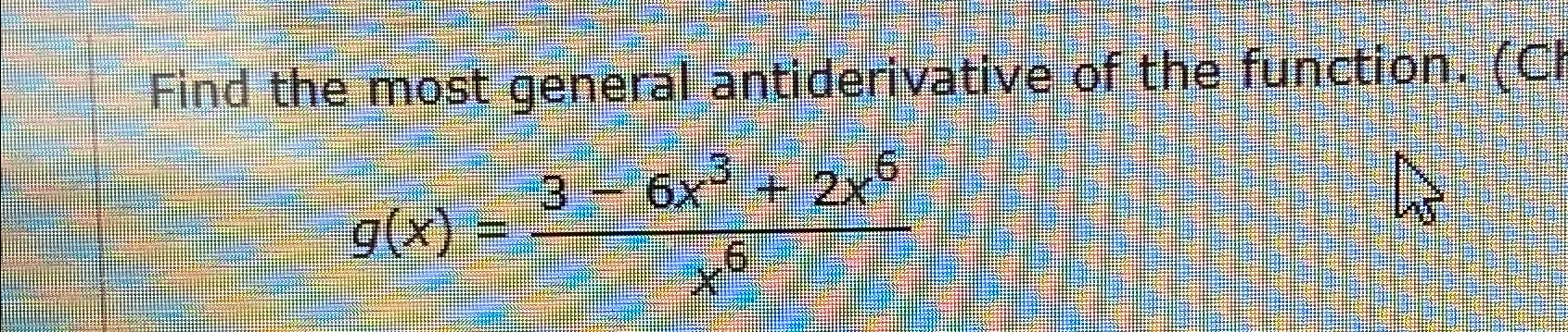 Solved Find the most general antiderivative of the | Chegg.com