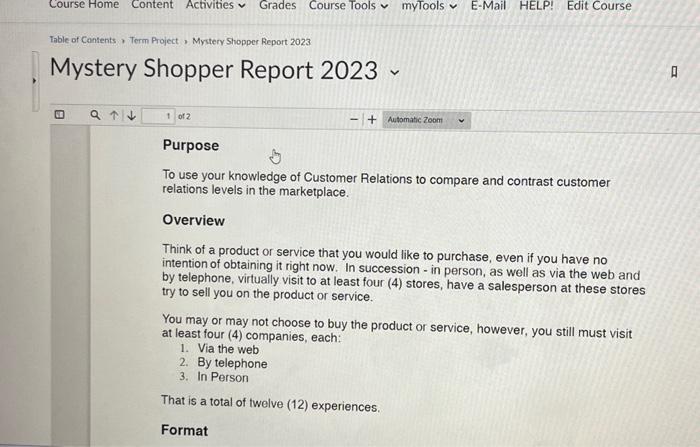 Solved 1 45°F Mystery Shopper Report 2023 E Q↑↓ 1 of 2 J v - | Chegg.com