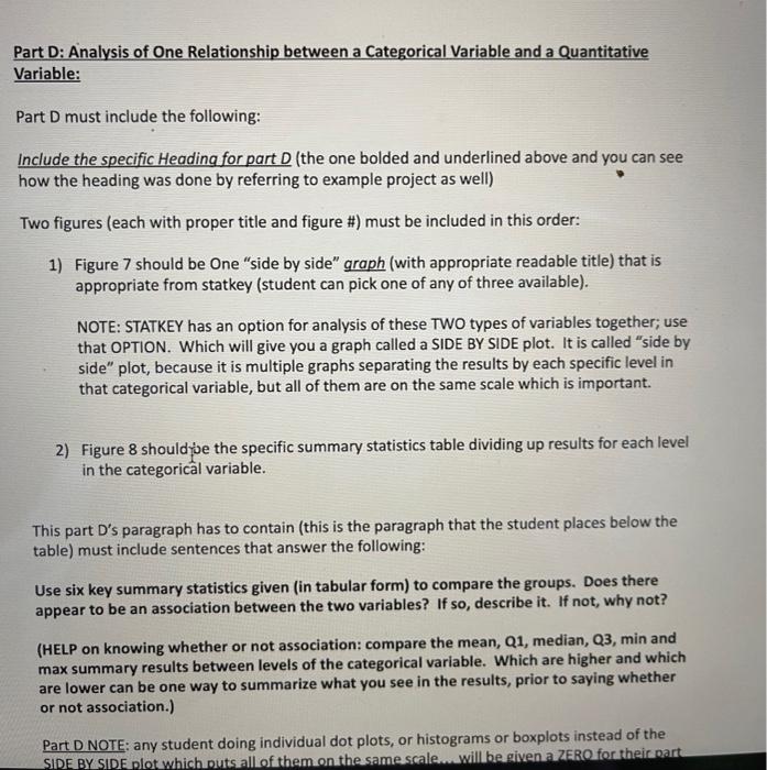 Solved Part D: Analysis of One Categorical and One | Chegg.com