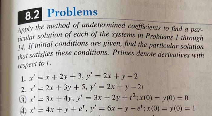Solved Apply the method of undetermined coefficients to find | Chegg.com