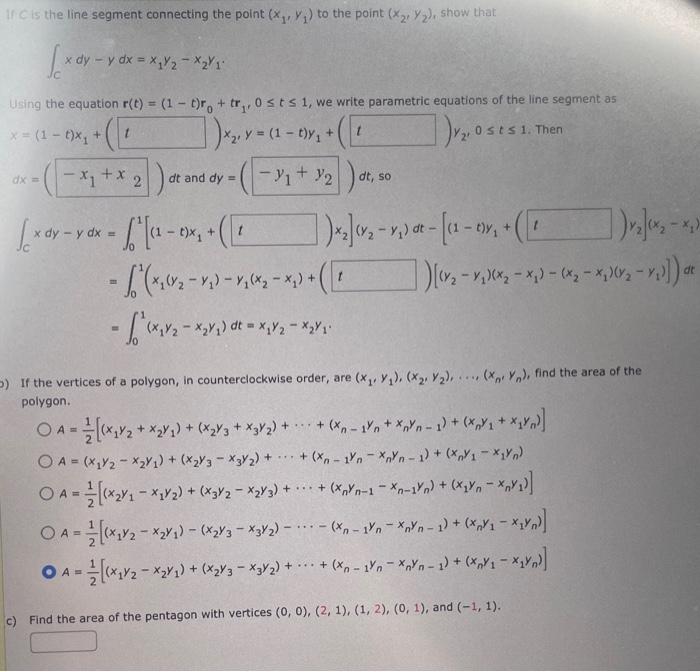 Solved If C is the line segment connecting the point (x1,y1) | Chegg.com