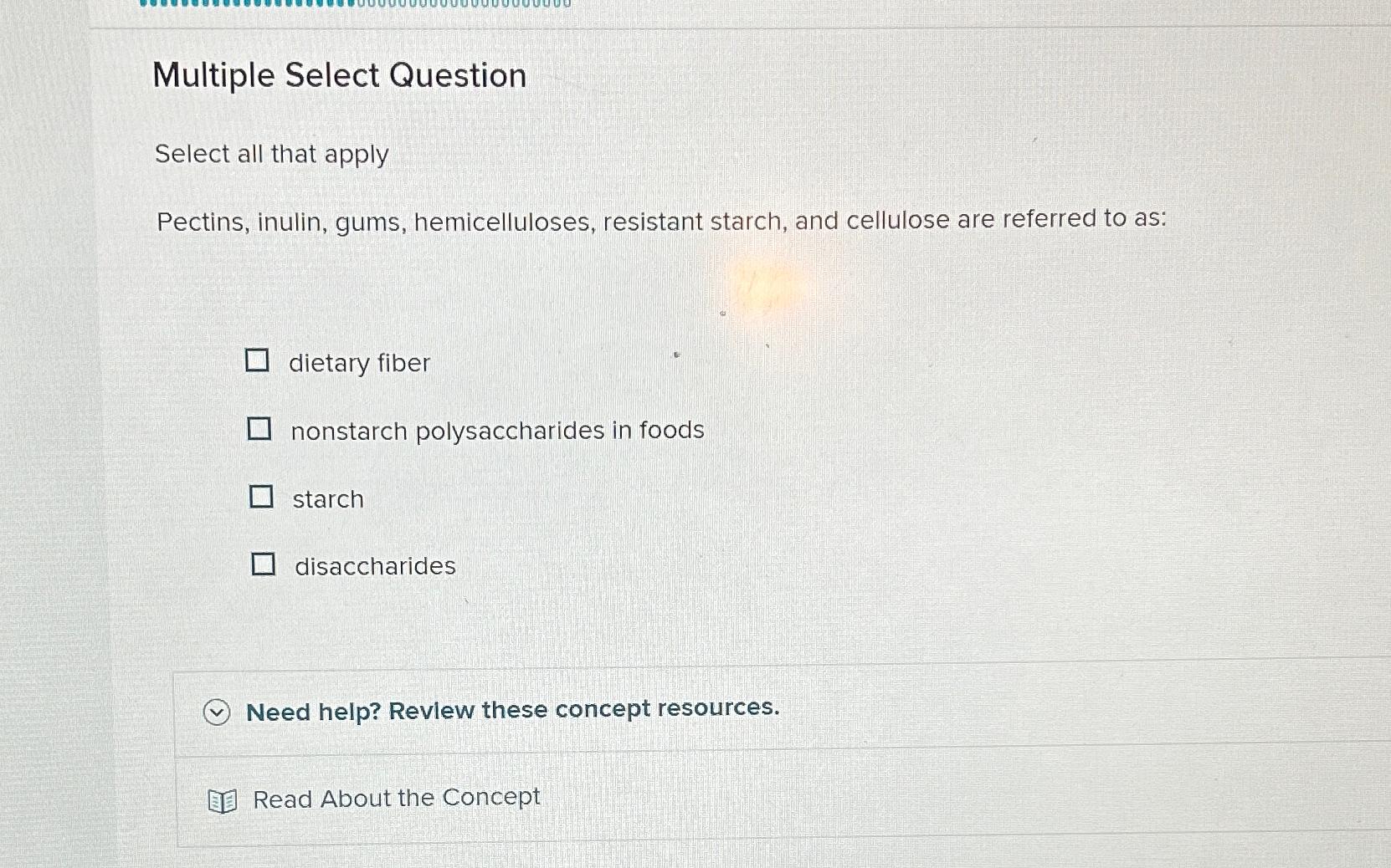 Solved Multiple Select QuestionSelect all that applyPectins, | Chegg.com