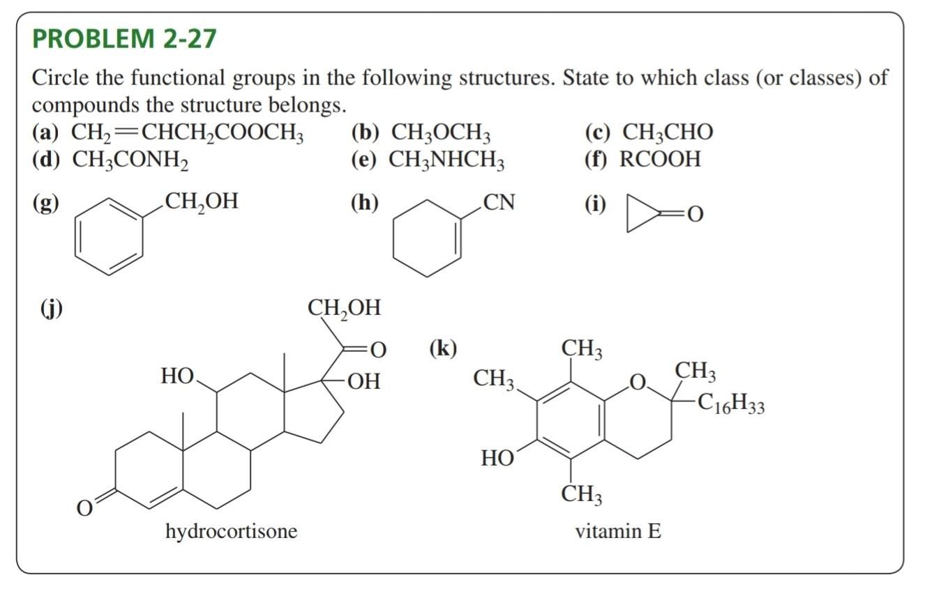 Solved Circle the functional groups in the following | Chegg.com