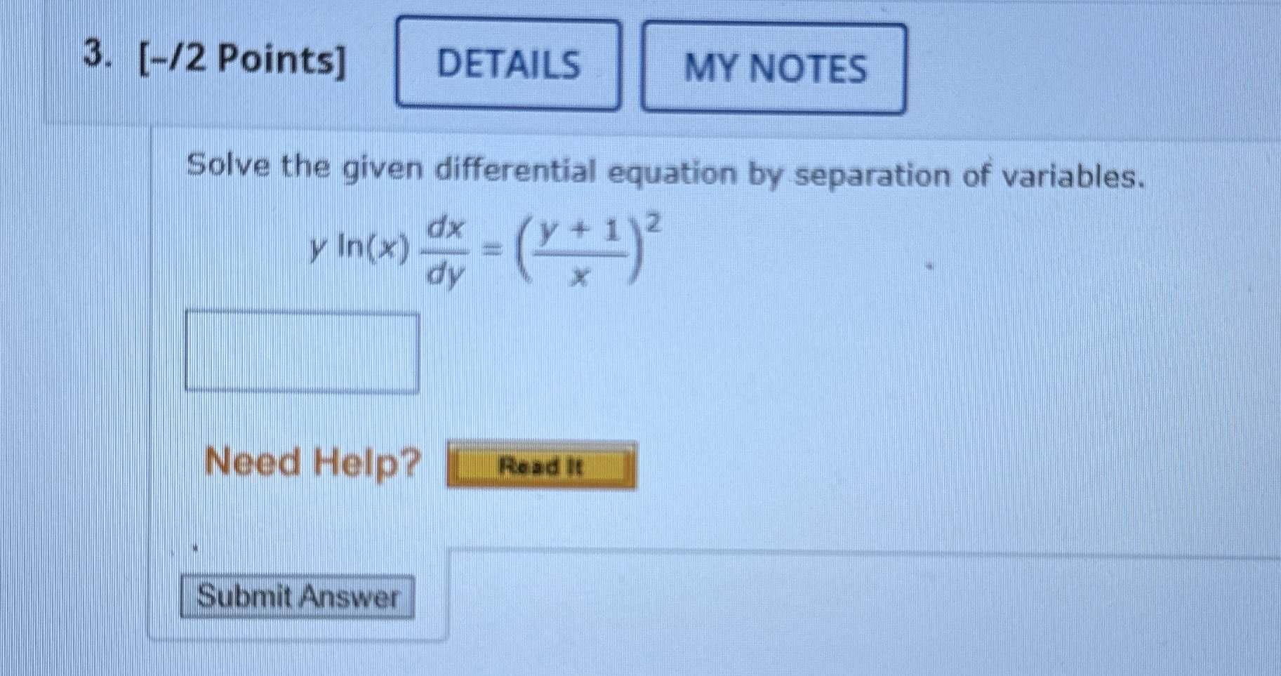 Solved [-/2 ﻿Points] Solve the given differential | Chegg.com