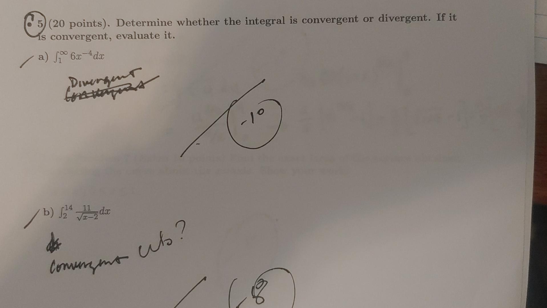 Solved 65 20 Points Determine Whether The Integral Is
