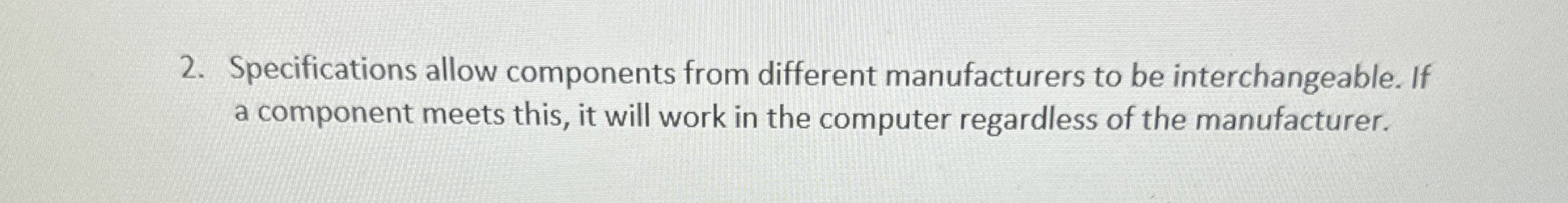 Solved Specifications allow components from different | Chegg.com