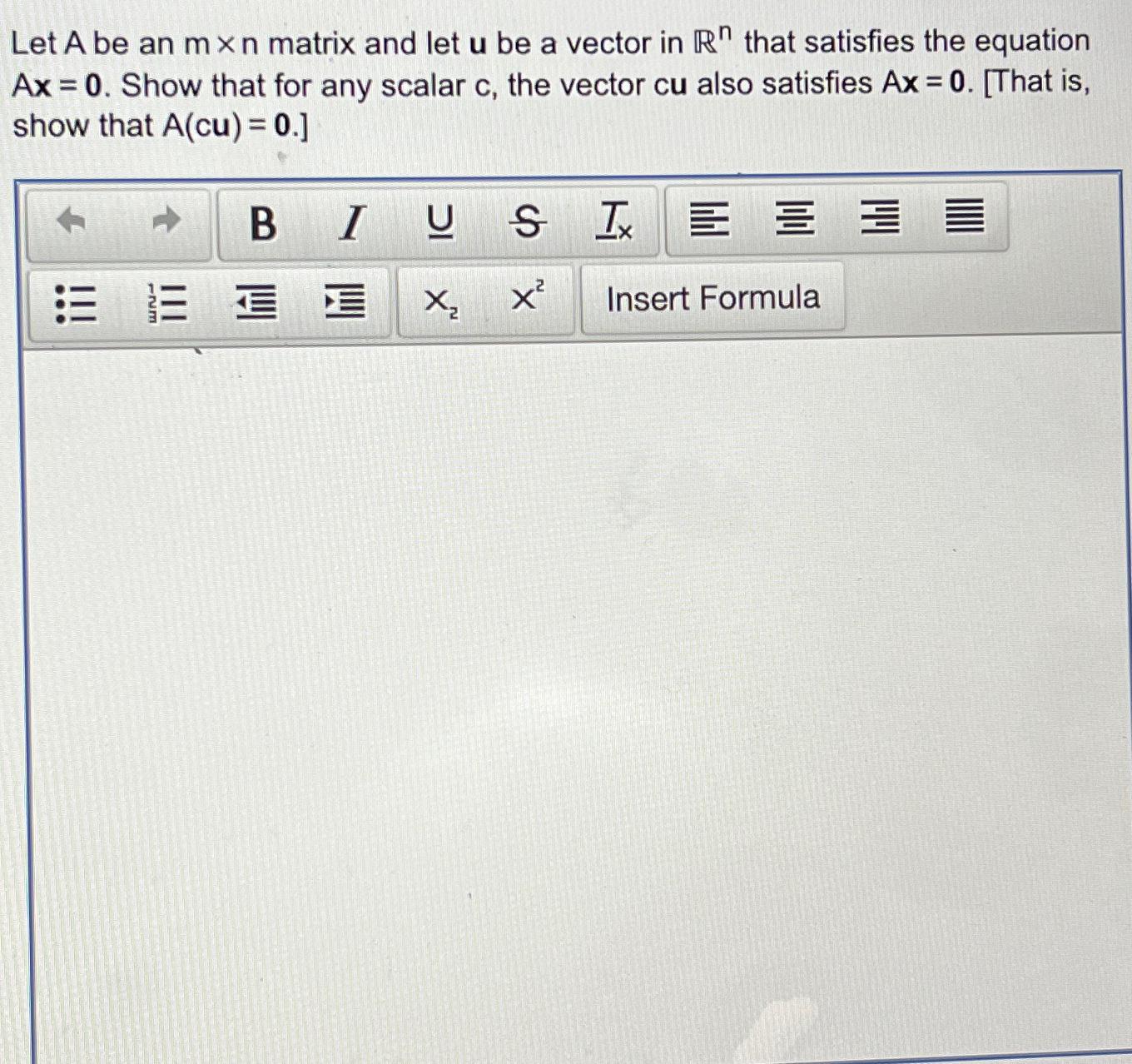 Solved Let A ﻿be an m×n ﻿matrix and let u ﻿be a vector in Rn | Chegg.com