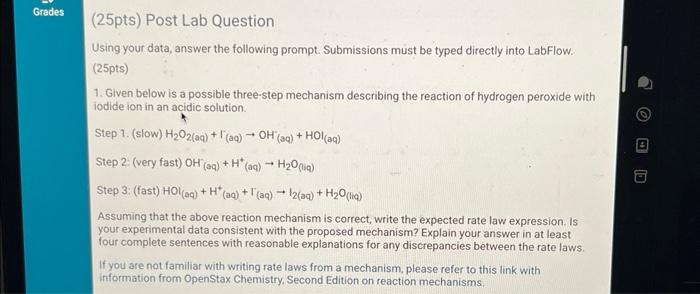 Solved (25pts) Post Lab Question Using your data, answer the | Chegg.com Solved (25pts) Post Lab Question Using your data, answer the | Chegg.com
