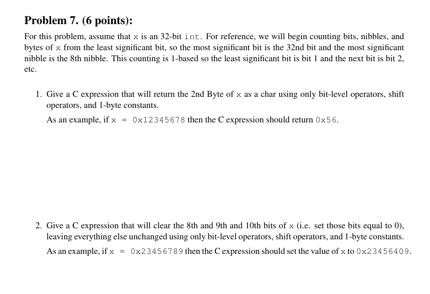 Solved Problem 7. (6 ﻿points):For this problem, assume that | Chegg.com
