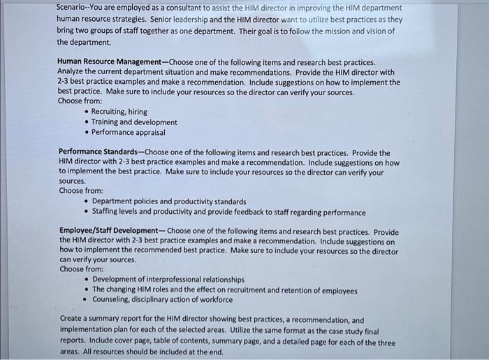 Scenario--You are employed as a consultant to assist | Chegg.com