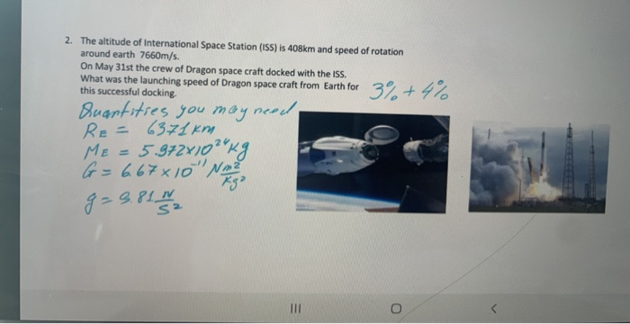 Solved 2. The altitude of International Space Station (ISS) | Chegg.com