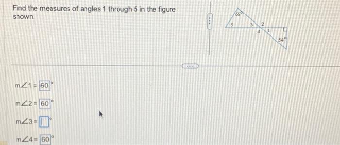 Solved Find the measures of angles 1 through 5 in the figure | Chegg.com