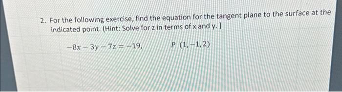 Solved 2. For the following exercise, find the equation for | Chegg.com