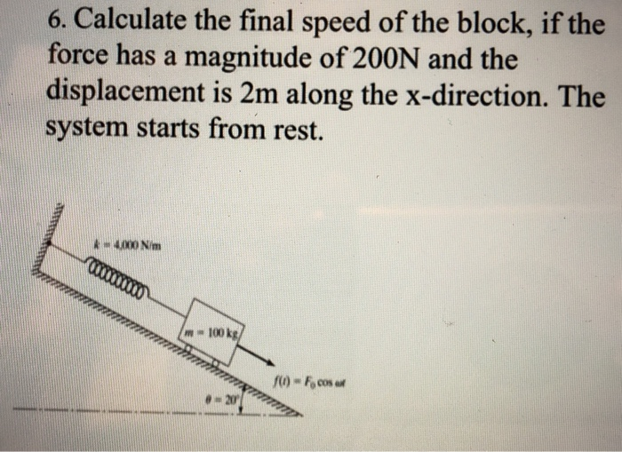 Solved 6. Calculate the final speed of the block, if the | Chegg.com