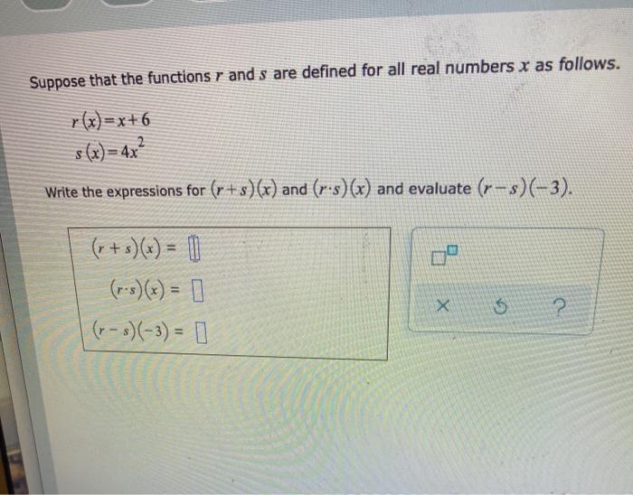 Solved Suppose that the functions r and s are defined for | Chegg.com