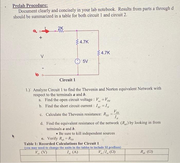 Solved Prelab Procedure: Document clearly and concisely in | Chegg.com