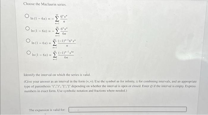 Solved Choose the Maclaurin series. | Chegg.com