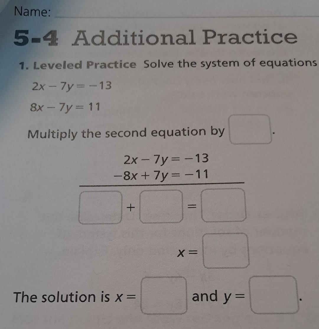 Solved Name: 5-4 Additional Practice 1. Leveled Practice | Chegg.com