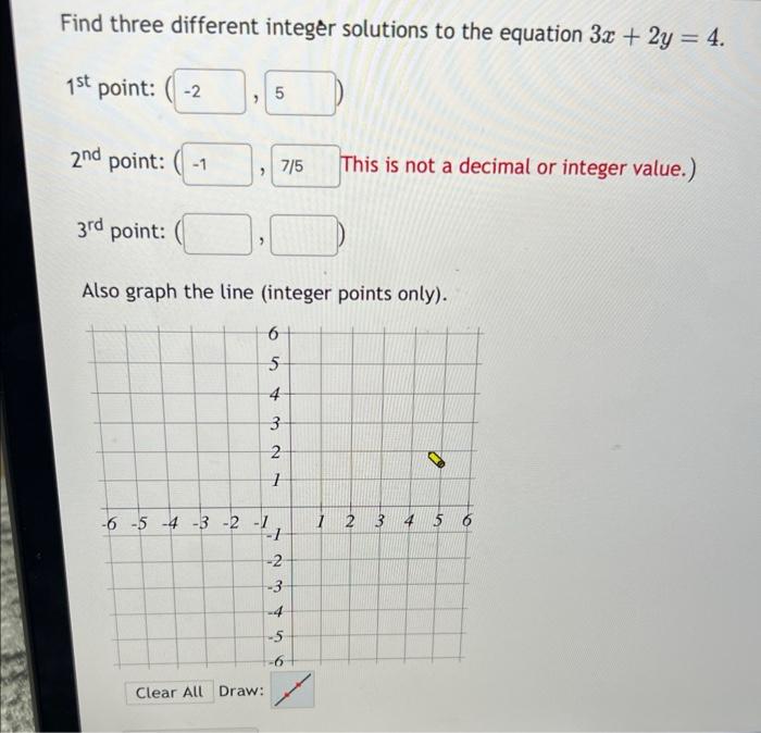 Solved Find three different integerr solutions to the | Chegg.com