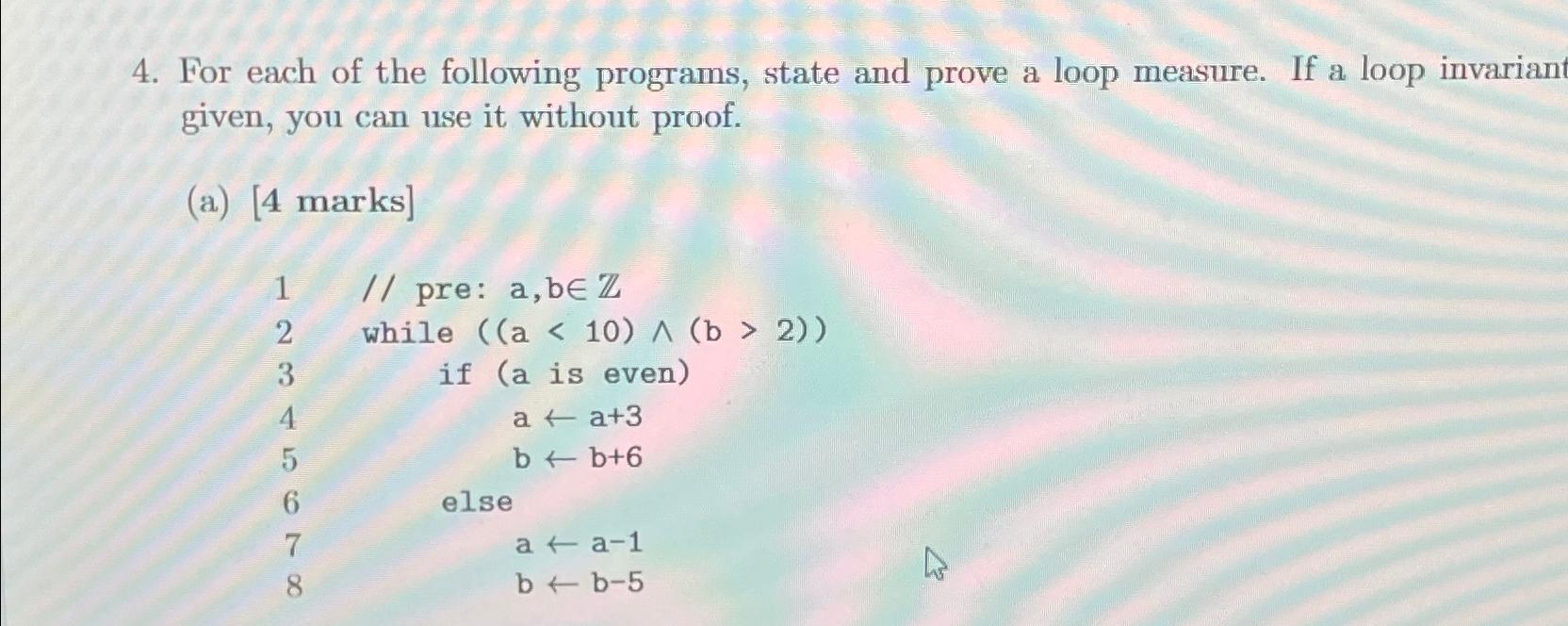 Solved For each of the following programs, state and prove a | Chegg.com