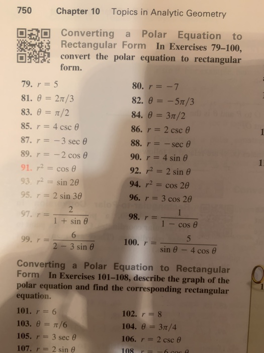 Solved 750 Chapter 10 Topics in Analytic Geometry Converting | Chegg.com