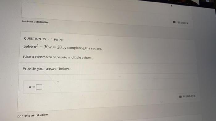 Solved Content attribution QUESTION 35 - 1 POINT Solve w? - | Chegg.com