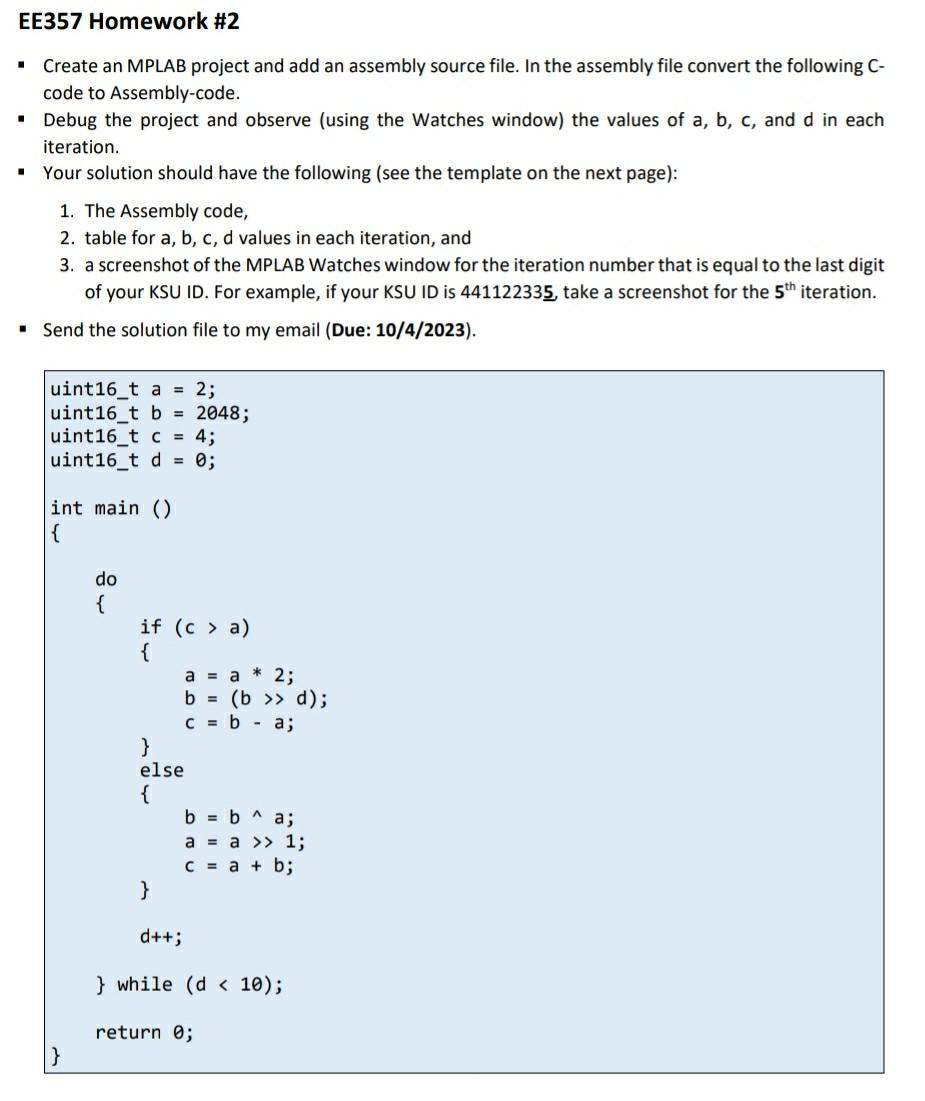 Solved EE357 Homework \#2 - Create an MPLAB project and add | Chegg.com