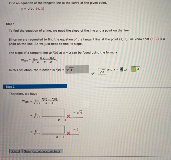 Solved Find an equation of the tangent line to the curve at | Chegg.com