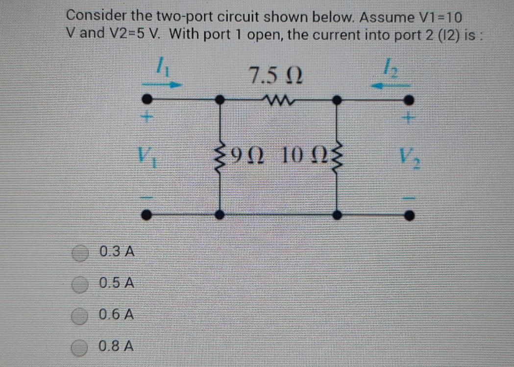 Solved Consider the two-port circuit shown below. Assume V1 | Chegg.com