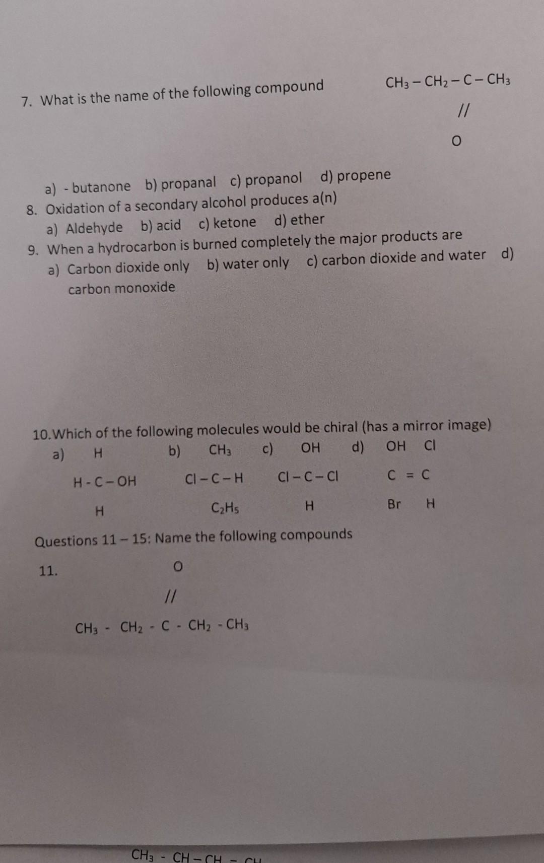 Solved 1. What is the formula for pentane? a) CsHg b) C5H10 | Chegg.com