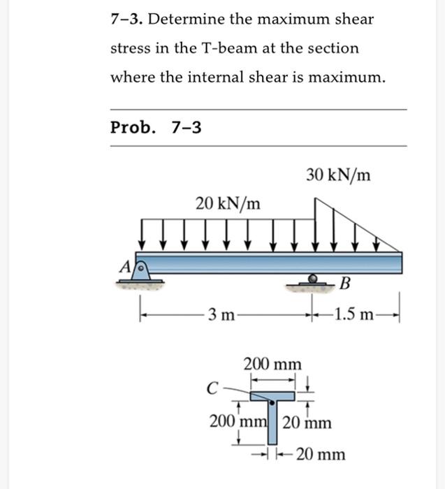 Solved 7-3. Determine the maximum shear stress in the T-beam | Chegg.com
